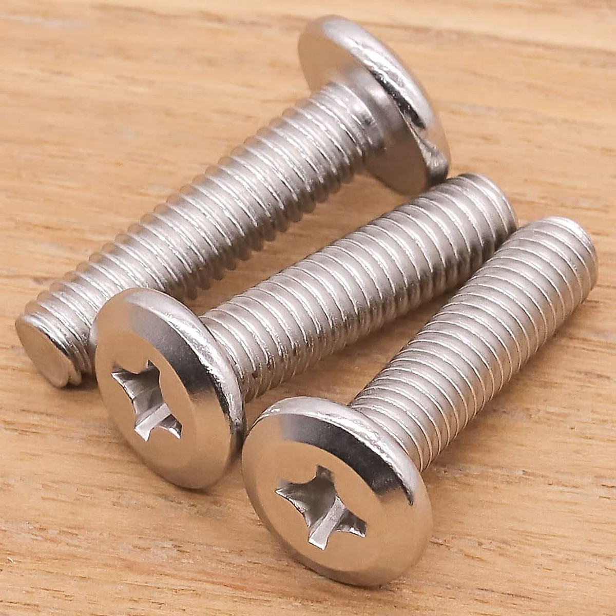 M5 x 8mm (50 PCS) Round Phillips Drive Head Binding Screws, Machine Screws, 304 Stainless Steel 18-8, Full Thread, Furniture Screws Connector Bolts