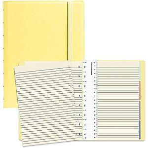 Filofax B115061U Refillable Classic Pastel Notebook, A5 Size, 112 Cream colored moveable pages. Includes 4 Indexes (one with pocket), a page marker and elastic closure, Lemon