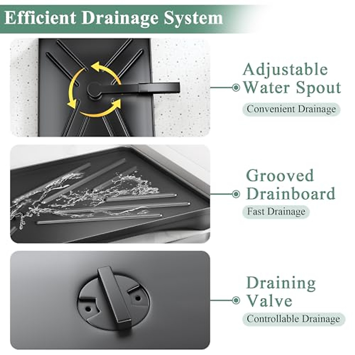 Dish Drying Rack for Kitchen Counter - 2 Tier Dish Rack with Drainboard, Stainless Steel Large Dish Drainers, Black