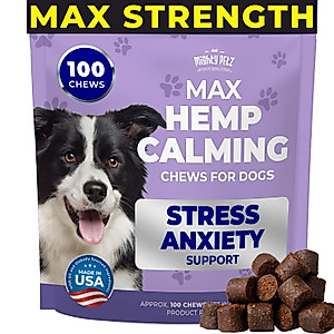 Mighty Petz MAX Hemp Calming Chews for Dogs - Dog Anxiety Relief with Melatonin + Hemp Oil. Dog Calming Treats, Calming Dog Chews, Advanced Pet Composure and Sleep Support