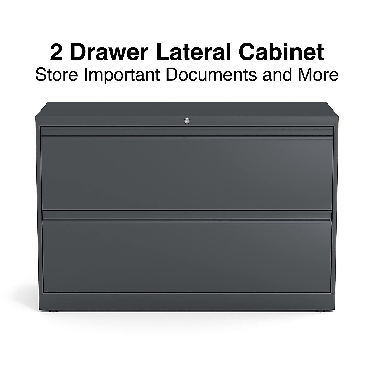 Lorell 2-Drawer Lateral File, 42 by 18-5/8 by 28-1/8-Inch, Charcoal