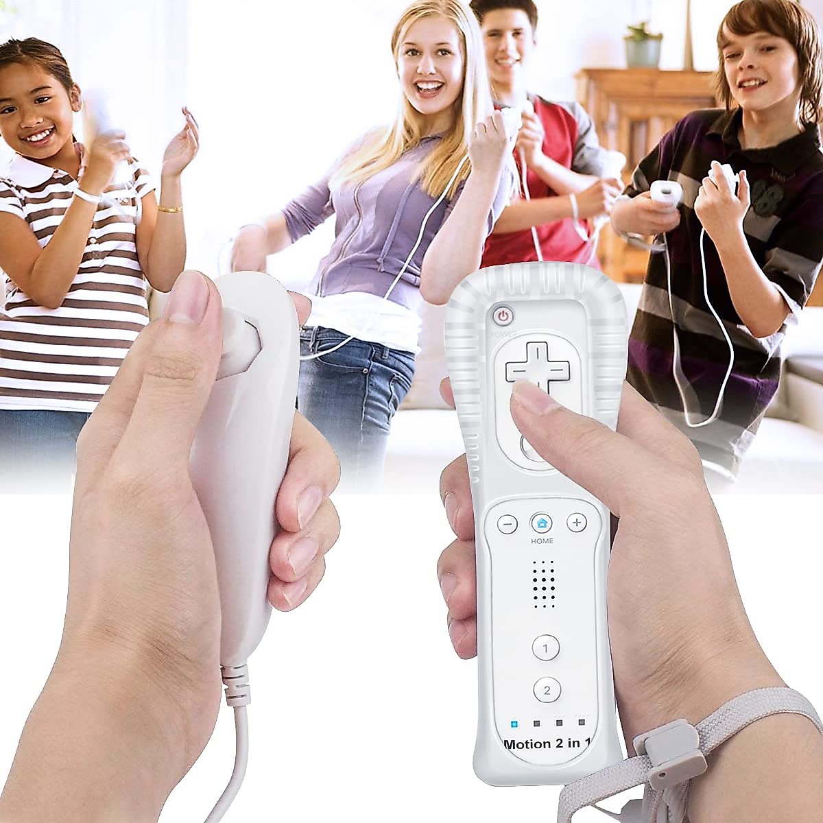 MOLICUI Wii Controller Motion Plus with Nunchuck，Wii Remote Controller Compatible with Nintendo Wii/Wii U with Wrist Strap and Case,White
