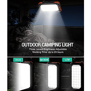 BLAVOR Solar Charger Power Bank, PD 18W QC3.0 Fast Charging 20000mAh Solar Powered Powerbank with 4 Foldable Panels, Type C Input/Output, Camping Light SOS Flashlight, Compass Carabiner(Orange)