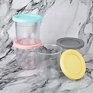 LUTER 4pcs Ice Cream Pint Containers, Containers Replacement for Ninja Creami Pints Ice Cream Containers with Lids for Omnikit with 4 Spoons Compatible with NC301 NC300 NC299AMZ Ice Cream Maker