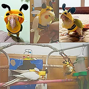 Gittcoll Anelekor Halloween Pet Birds Costume Small Animals Clothes Birds Cosplay Outfit Bee Shaped Hoodies for Parrots African Greys Parakeet Cockatiel Sun Conure Finch Budgie (Bee, Medium)