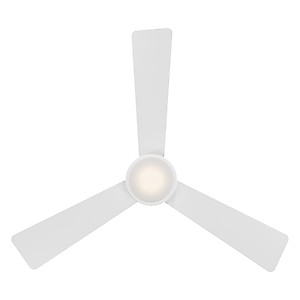 WAC Smart Fans Hug Indoor and Outdoor 3-Blade Flush Mount Smart Home Ceiling Fan 52in Matte White with 3000K LED Light Kit and Remote Control works with Alexa and iOS or Android App