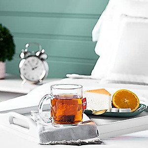 Set of 6 Glass Mugs with Handles, Clear Glass Teacups Infusion Mug, Coffee Cups Perfect for Cappuccino, Latte, Tea, Espresso - Dishwasher Safe - Glass Coffee Mugs for Warm Beverages.