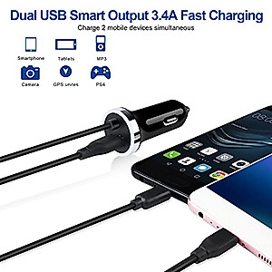 USB C Car Phone Charger, 3.4A Fast Charging Car Adapter with 3FT Type C Cable for Samsung Galaxy S23 Ultra/S23+/S22 Ultra/S21FE/A23/A14/A53/A13/A12/A11/A03S/S21Plus/S20/A32/A52/A51/A71/A20/A50/S10