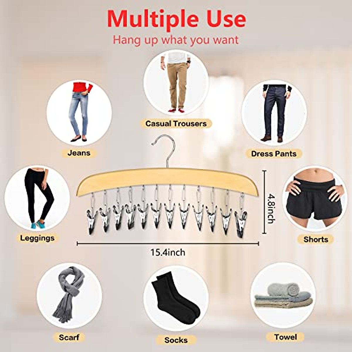 Pants Hangers Space Saving Closet Organizer-Legging Organizer for Closet for Leggings/Jeans/Skirts, Storage Clothes for 2 Pack