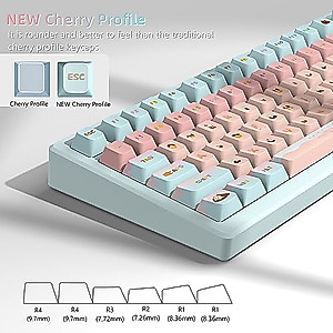 XVX PBT Keycaps Pink Cute Keycaps, 5-Side Dye-Sublimation Custom Keycaps Cherry Profile 144 Keys Keycaps Set for 61/64/68/84/87/100/104/108 Cherry MX Mechanical Keyboard