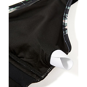 SUUKSESS Women Slimming Tummy Control One Piece Swimsuits Sexy Mesh High Waisted Monokini Bathing Suits (Black-Pink Floral, M)