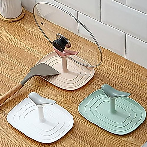 BUJIATANG Storage Rack Pan Lid Holder Silicone Multifunctional Spatula Spoon Rack Kitchen Storage Organizer Stand White