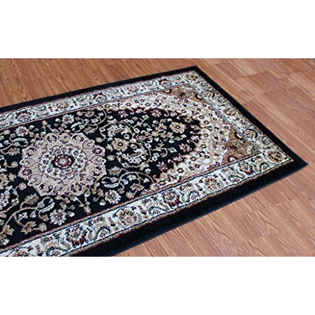 Bellagio Traditional Area Rug Runner 32 Inch X 15 Feet 10 Inch Black 401