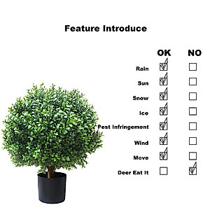 24''T 18''D Artificial Trees for Outdoors Set of 2 Potted Bushes Home Decor Artificial Topiariy Trees for Front Porch