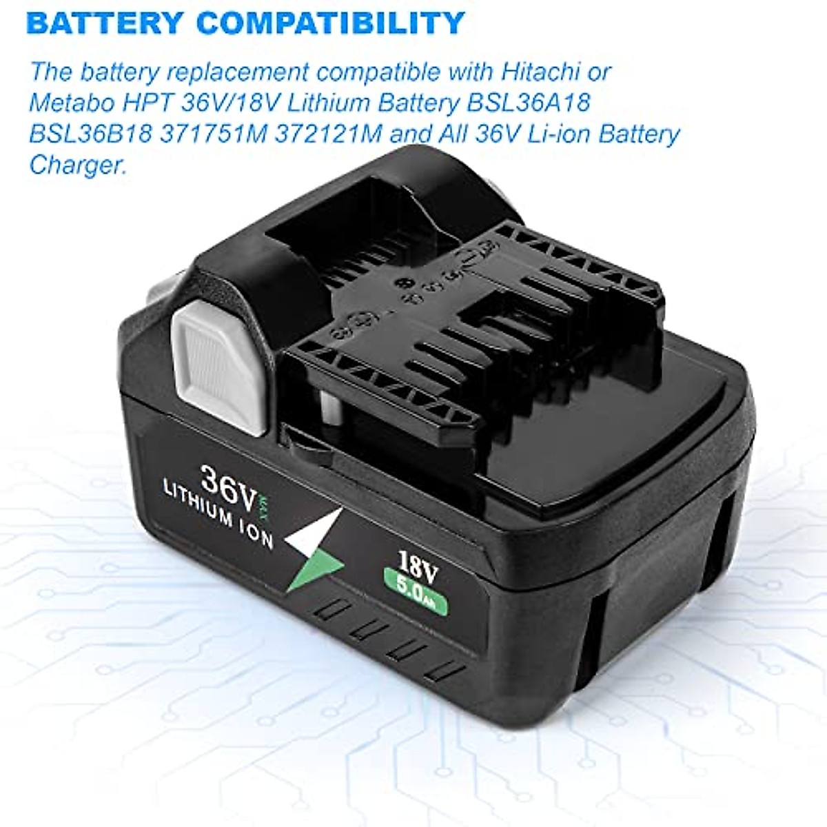 Remate 5.0Ah Replacement for Metabo HPT Battery, MultiVolt 36V/18V Li-Ion Battery Compatible with Metabo 371751M 372121M BSL36A18 BSL36B18 Cordless Power Tools