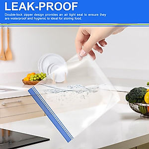 Wovtary 12 Pack Reusable Gallon Freezer Bags Dishwasher Microwave Safe,BPA Free Reusable Bags Silicone Stand Up Leakproof Reusable Food Storage Bags for Meal Prep Fruits Fridge Kitchen Organization