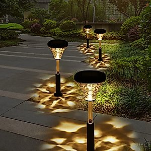 KINBEDY Solar Pathway Lights Outdoor 4 Pack, Color Changing+Warm White LED Solar Lights, IP65 Waterproof Solar Powered Garden Lights for Walkway Yard Backyard Lawn Decorative