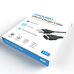 Funturbo GBA SP Charger Cable, Gameboy Advance SP Charging Cord NDS Charger Cord for Original Nintendo DS USB & Power Cable 3.9 ft (2 Pack)