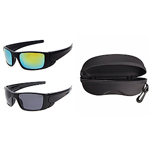 Polarized Sunglasses with Case - Unisex Sports Sunglasses (Black, Black)