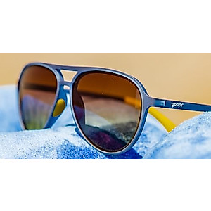 Goodr Frequent Skymall Shoppers Blue Aviator Running Sunglasses, Glare Reducing Blue Polarized Gradient Lenses, UV400 Protection Block, Frame Constructed to Eliminate Slip & Bounce, Large