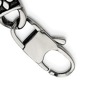 Solid Stainless Steel/Vintage Antiqued Fleur de Lis Bracelet - with Secure Lobster Lock Clasp 8.75"