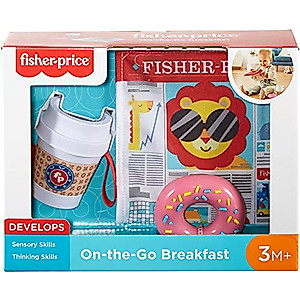 Fisher-Price On-The-Go Breakfast Gift Set, 3 take-Along Sensory Toys for Baby Ages 3 Months and Older