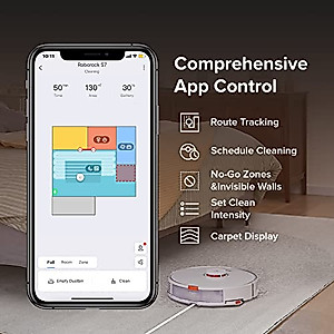 roborock S7+ Robot Vacuum and Sonic Mop with Self-Empty Dock, Stores up to 60-Days of Dust, Auto Lifting Mop, Ultrasonic Carpet Detection, 2500Pa Suction