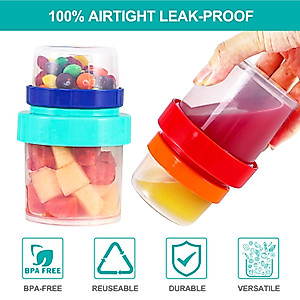 Caperci Leakproof Baby Food Containers, Freezer Safe, Dishwasher Safe, BPA Free, Airtight Stackable Small Snacks & Condiment Container with Lids, 4-Count(2 oz & 5 oz)