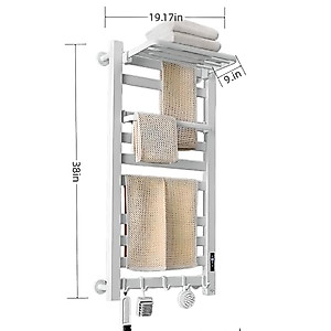 Heated Towel Rack, Electric Towel Warmer for Bathroom, Wall Hot Towel Warmer 10 Bar Touch Control, Timing, Temperature Display (10 Bar - 38in)