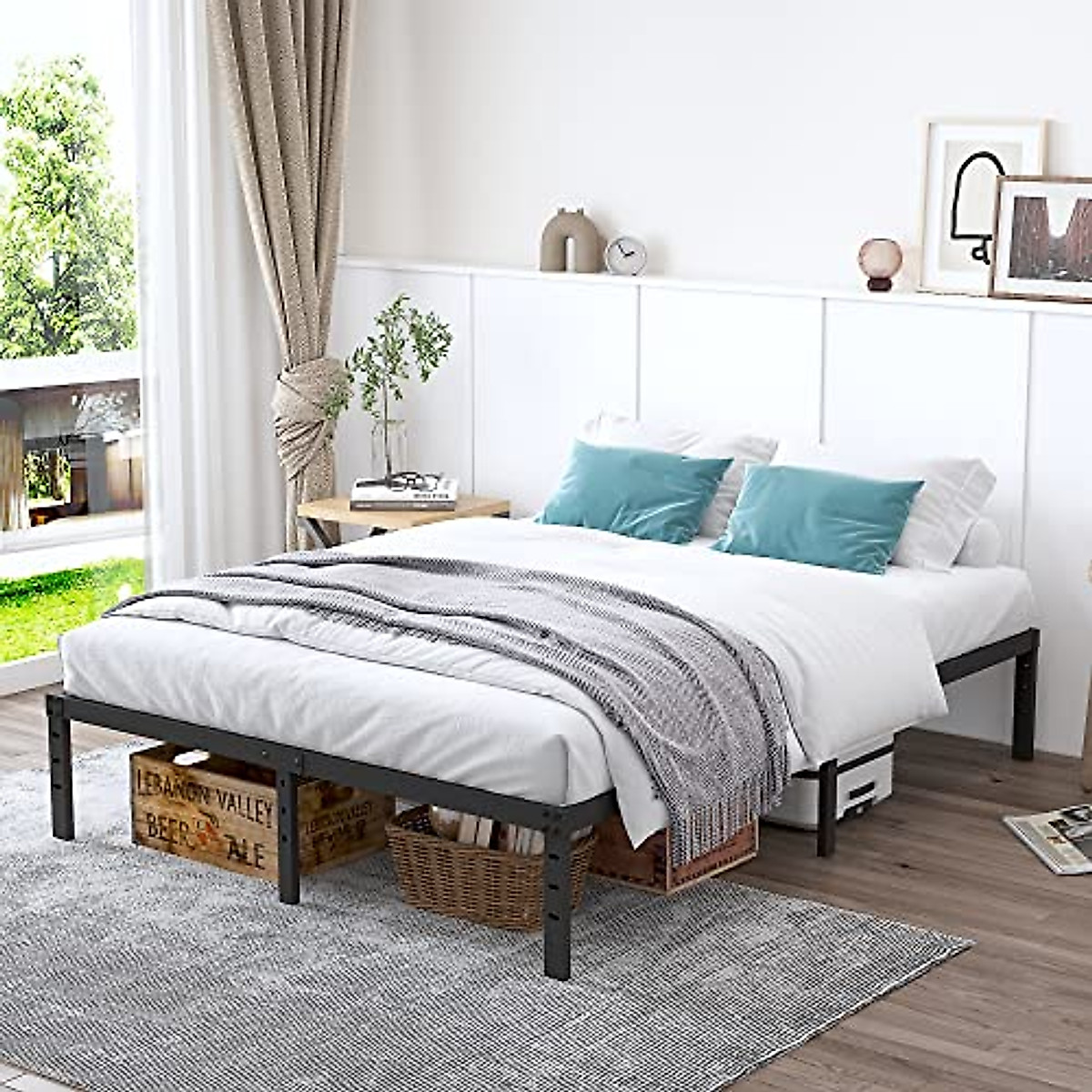 YUSENHEEI 14 Inch Full Size Bed Frame, No Box Spring Needed, Heavy Duty Metal Platform Bed Frame with Large Underbed Storage Space, Noise Free, Easy Assembly, Black