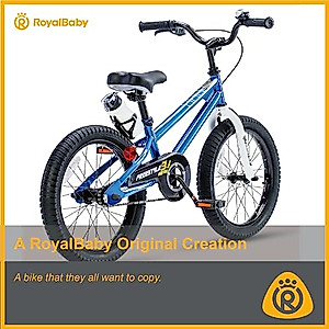 RoyalBaby Freestyle Kids Bike Boys Girls 18 Inch BMX Childrens Bicycle with Kickstand for Ages 5-8 years, Blue