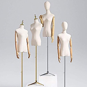 Mannequin Torso Mannequin Dress Form Torso Apparel Jewelry Display Stand Female Tailors Dummy Dressmakers Dummies Fashion Torso Body Display Bust with Solid Wood Arm Rotatable (A Large)
