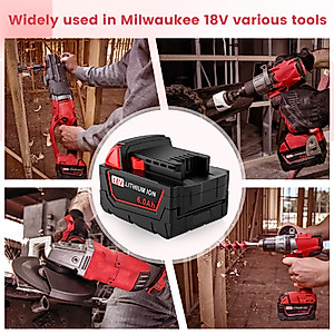 18V 6.0AH Capacity Battery - Replacement for M18 Battery Compatible with Milwaukee Battery Tools and Charger 48-11-1850 48-11-1852 48-11-1850R 5.0Ah 48-11-1840 4.0Ah 48-11-1828 3.0Ah 48-11-1820