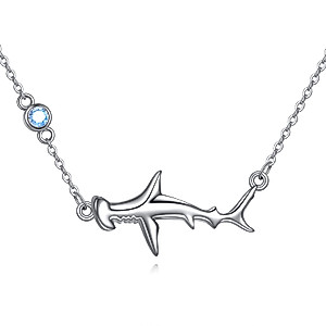 YAFEINI Hammerhead Shark Necklace Sterling Silver Pendant Shark Jewelry Gifts for Diver Women
