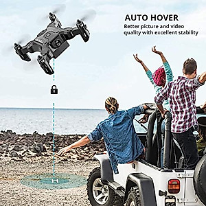 4DV2 Foldable Mini Drone with 720P Camera for Kids,2.4G FPV Video camera,Nano Portable Pocket RC Quadcopter Toys,3D Flip,Altitude Hold,Headless Mode,Trajectory Flight,3D Flips,3 Battery