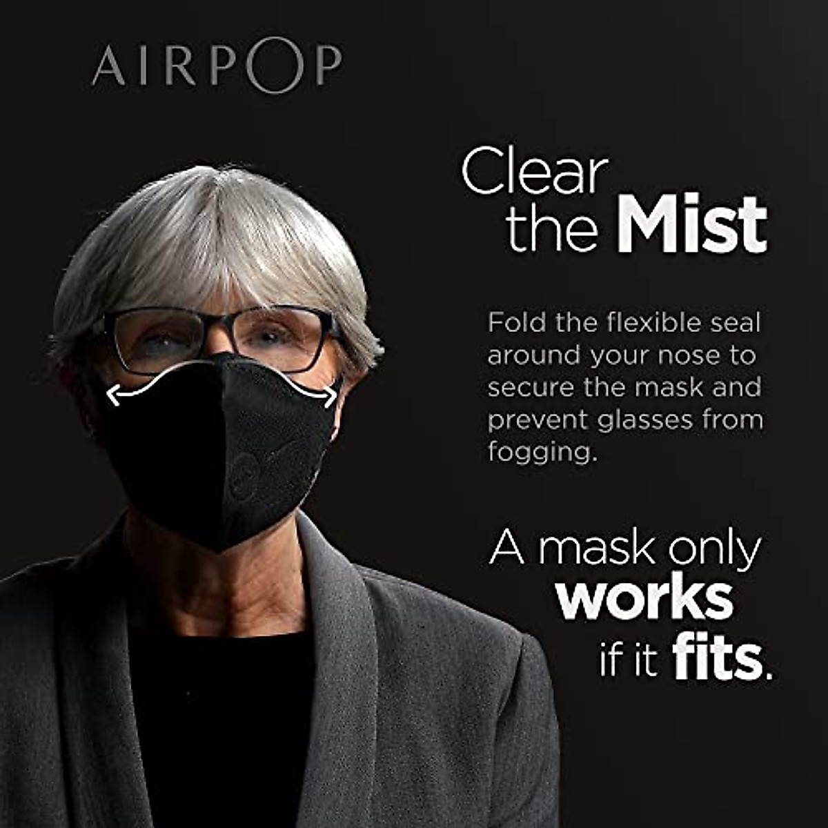 AIRPOP Light SE KN95 Face Masks 4 Pack, Reusable Washable 4-Layer Face Coverings, Contoured Fit, Lightweight Design, Adults/Kids Face Masks for Repeated Wear - Black