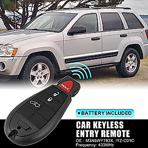 X AUTOHAUX 2pcs Replacement Keyless Entry Remote Car Key Fob M3N5WY783X 433Mhz for Dodge Charger for Chrysler 300 for Jeep Grand Cherokee 4 Buttons with Door Key