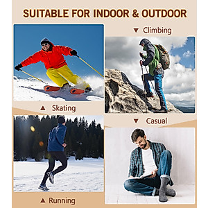 Yeblues 5 Pairs Merino Wool Socks Mens, Thick Warm Winter Socks, Hiking Socks Soft Casual Socks for Men，SIZE 6-13