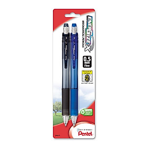 Pentel EnerGize-x Mechanical Pencil, 0.5mm, Assorted Barrel Colors, Pack of 2 (PL105BP2M)