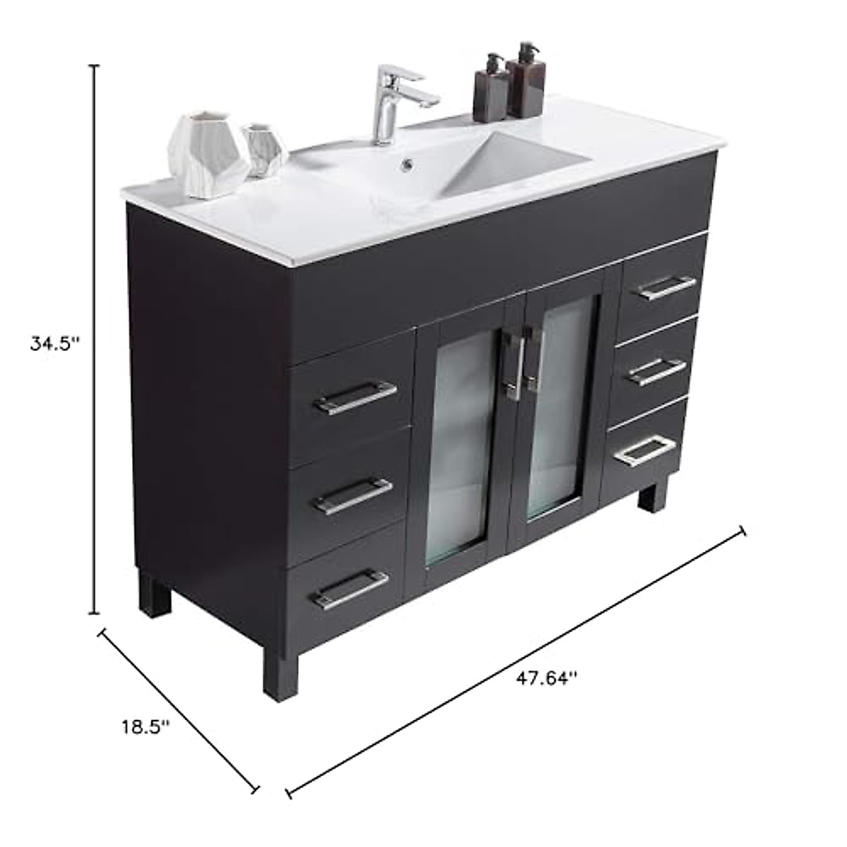 Laviva Nova 48 - Espresso Cabinet Ceramic Basin Countertop