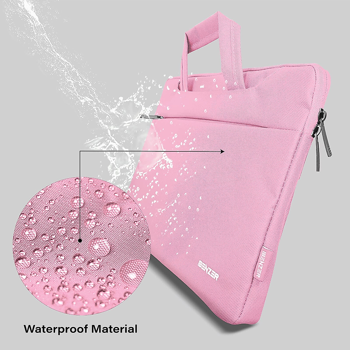 iBenzer Laptop Sleeve Bag for MacBook Air/Pro 13 13.3 14 inch, Carrying Case for 13 in Surface/HP/Dell/Lenovo Chromebook, Laptop Cover for M1 M2 Mac Air/Pro 13"-14”, Rose Quartz, BG13-RQ