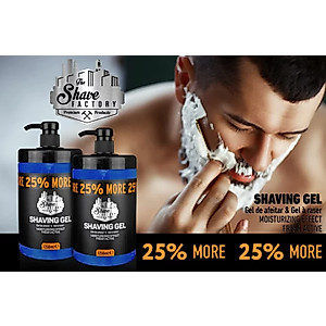 The Shave Factory - Shaving Gel | Non-Irritating | Precise shave on face and body | Shaving gel for men | Moisturizes the skin | 1250ml (42.25fl oz.) (Sapphire Blue)