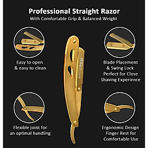 G4 Professional Straight Edge Razor for Men with 100-Pack Replaceable Derby Blades Barber Single Blade Shaving Razor -navajas para barbero