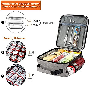 LESENTA Lunch Box for Men Women Adult-Small Insulated Lunch Bag for Office Hiking - Portable Reusable Lunch Box (Light Gray)