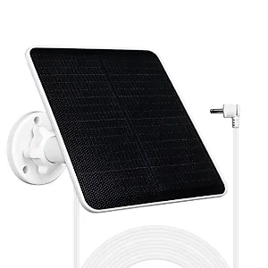 PowGrow Solar Panel Charger Compatible with Stick Up Cam Battery, Solar Power Charger with Round DC Adapter, IP65 Waterproof 6W Solar Panel with Continuously Charging, Long Charging Cable