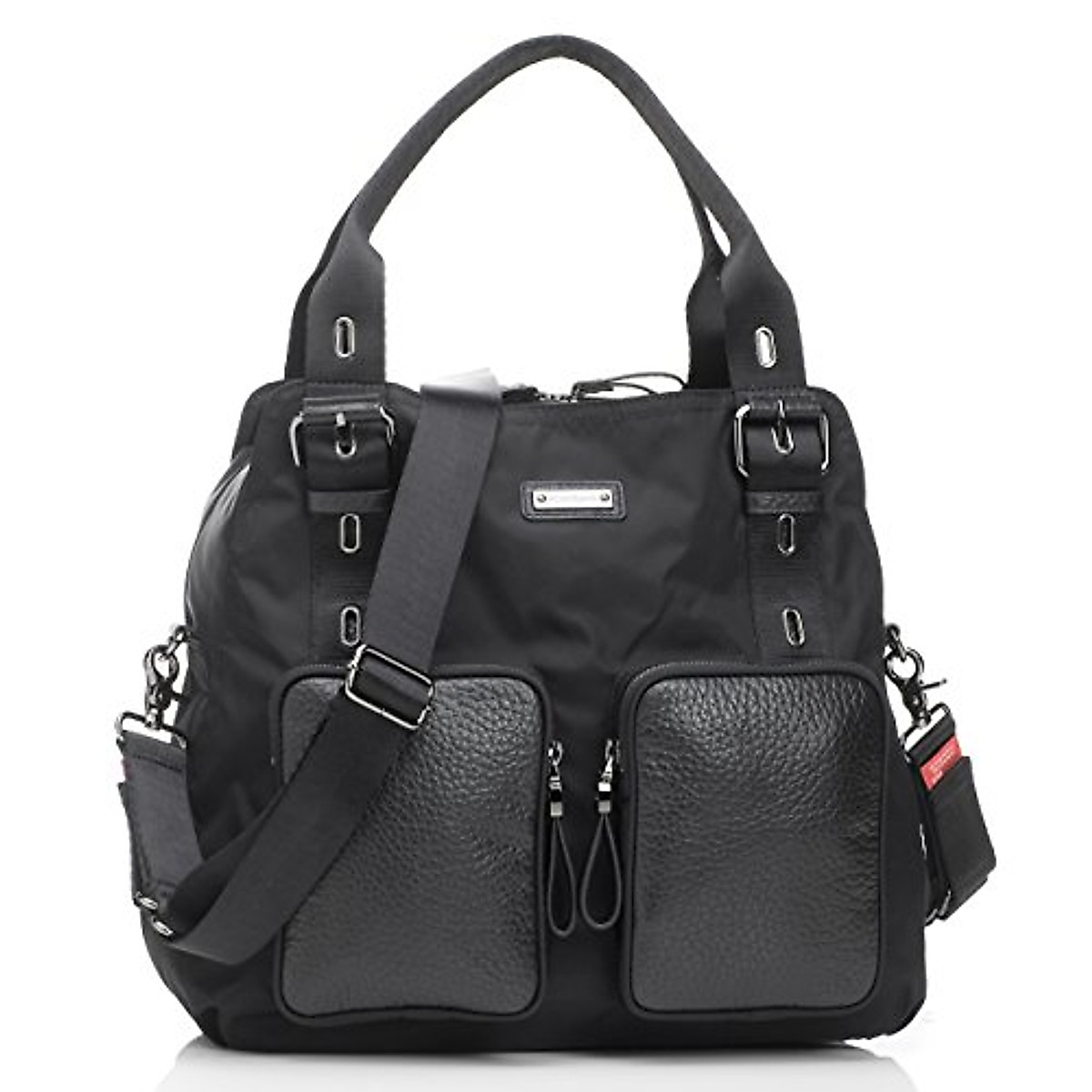 Storksak Alexa Luxe Leather Shoulder Bag Diaper Bag, Black