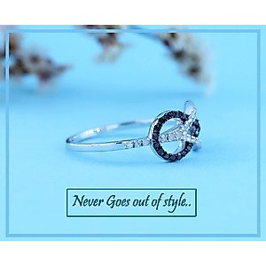 Dazzlingrock Collection 0.35 Carat (ctw) Round Black & White Diamond Infinity Right Hand Ring for Women in 925 Sterling Silver, Size 8.5