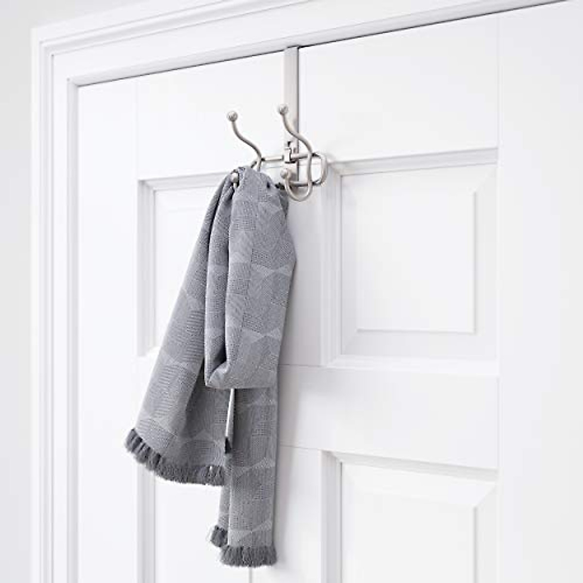 Franklin Brass OTD002F-NIC-C 2-Hook Over The Door Storage Rack, Nickel