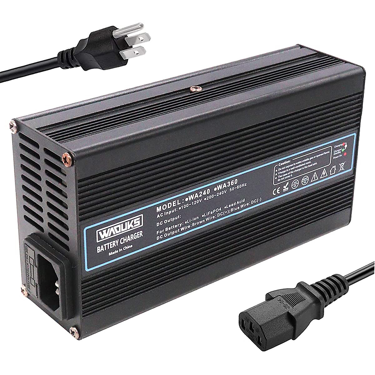 WAOUKS 72V 3A Lead Acid Charger 72Volt 3Amp 15Ah 20Ah 25AH 30AH Battery Charger Used for 72V Lead Acid AGM Gel VRLA OPZV Battery Output C13 PING Connector