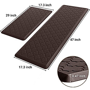 Kitchen Mat [2 PCS] Cushioned Anti-Fatigue Floor Mat, Waterproof Non-Skid Kitchen Mats and Rugs, Ergonomic Comfort Foam Kitchen Rugs, Standing Mat for Kitchen, Floor,Office, Sink, Laundry(Chocolate)